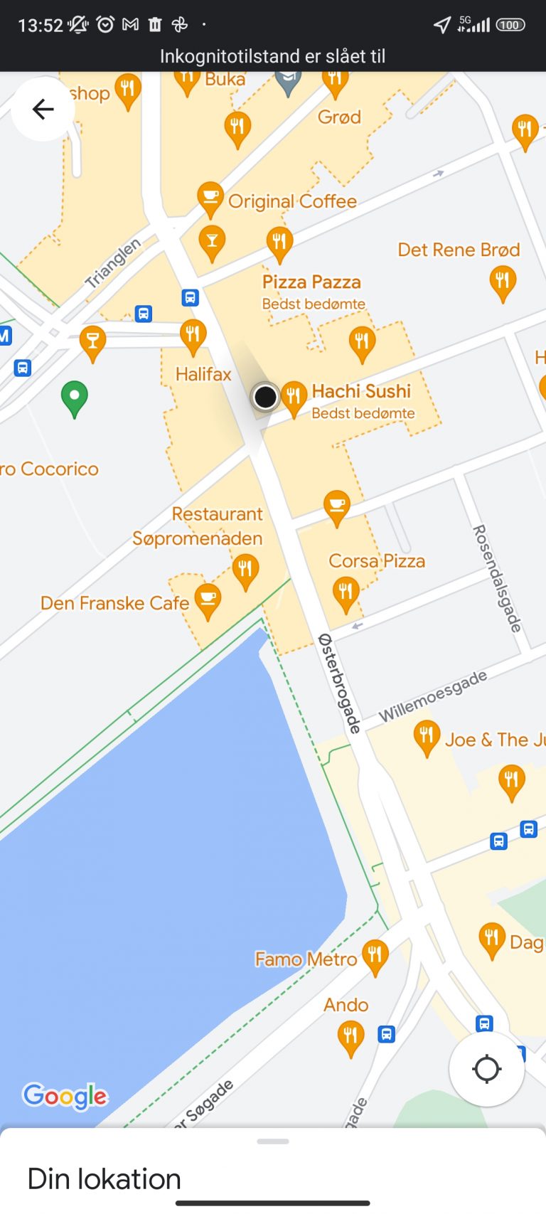 Trygt og praktisk at dele placering eller ruteplan i Google Maps